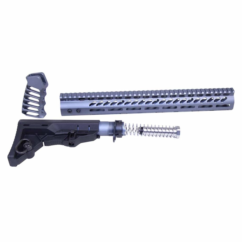 AR-15 Anodized Grey Ultra Rifle Furniture Set for Lightweight Build