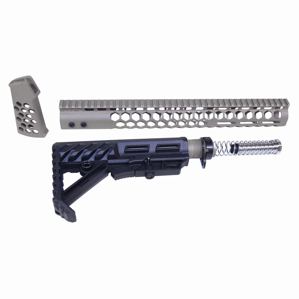 Complete AR-15 Honeycomb Rifle Furniture Set in FDE - Lightweight Design