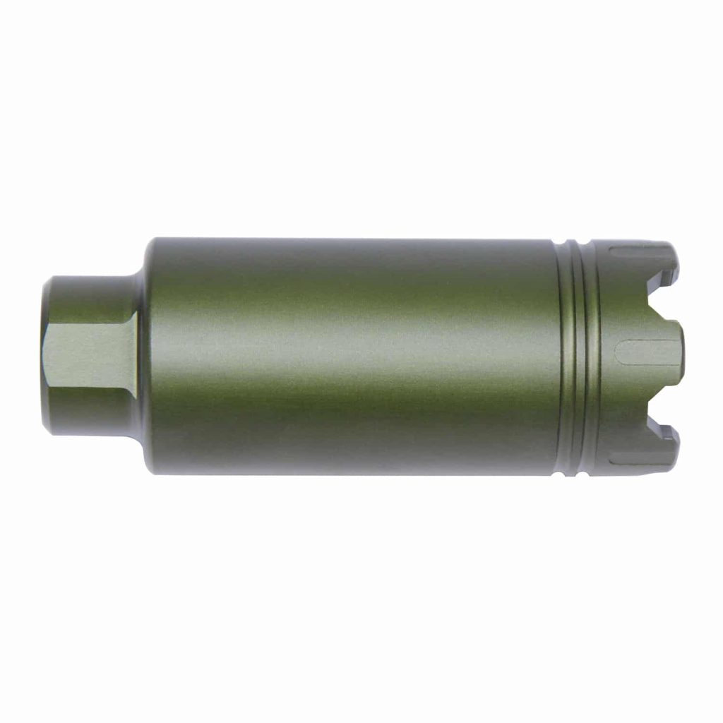 AR-15 Slim Cone Flash Hider with Wire Cutter in Anodized Green