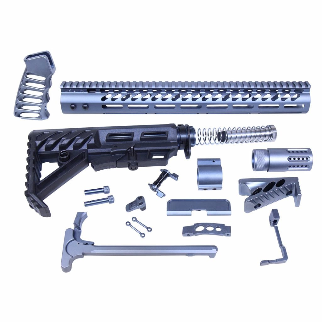 AR-15 Complete Rifle Parts Kit in Stylish Anodized Grey Finish