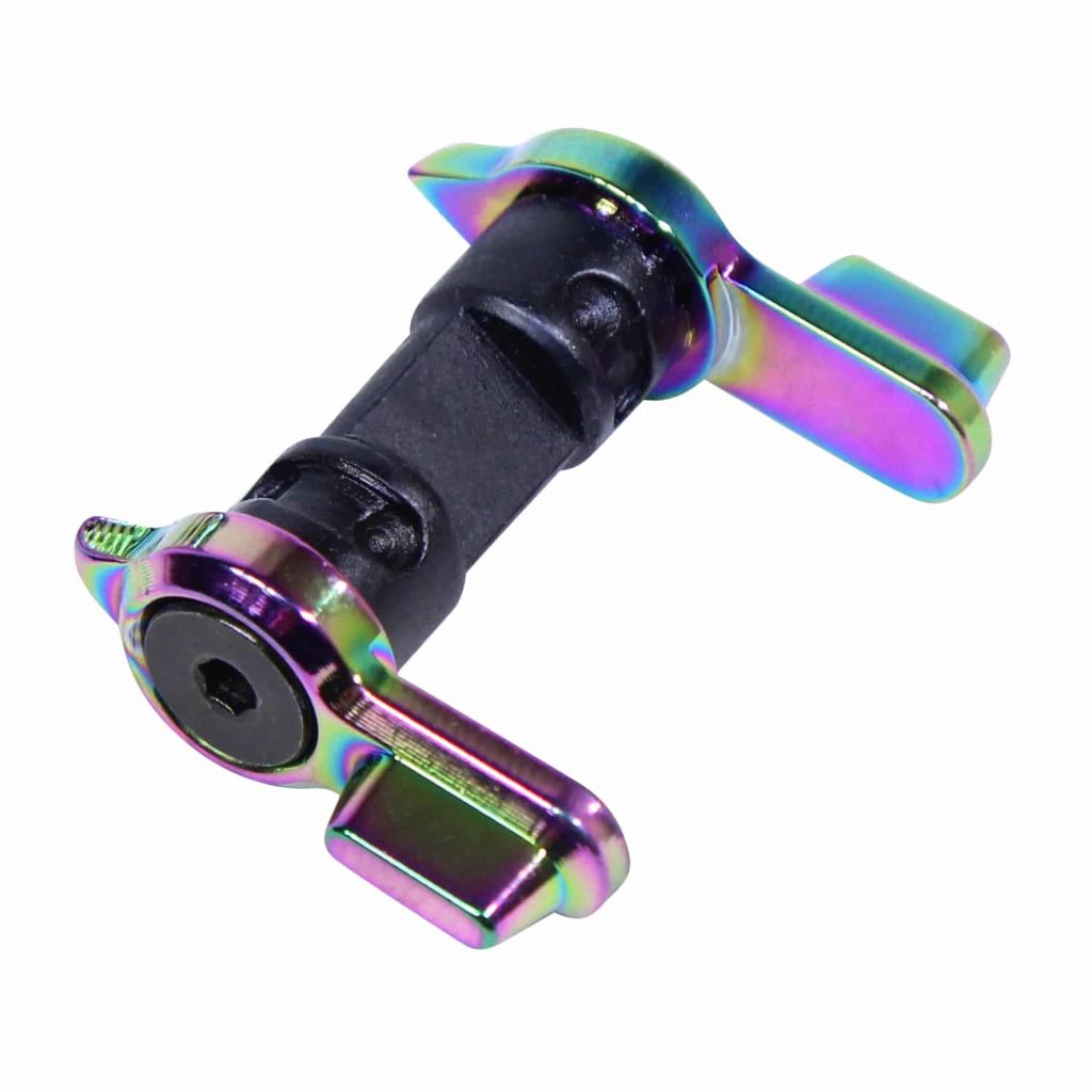 AR-15 Ambidextrous Safety with Rainbow PVD Coating and Levers