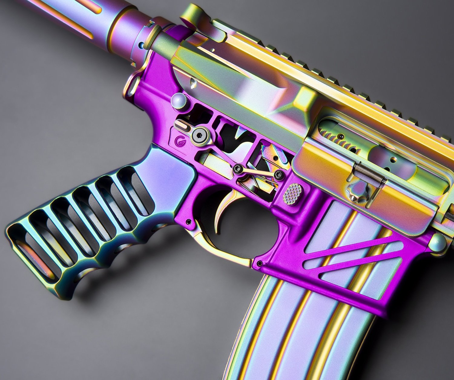 Matte Rainbow PVD AR-15 Extended Trigger Guard for Tactical Gloves