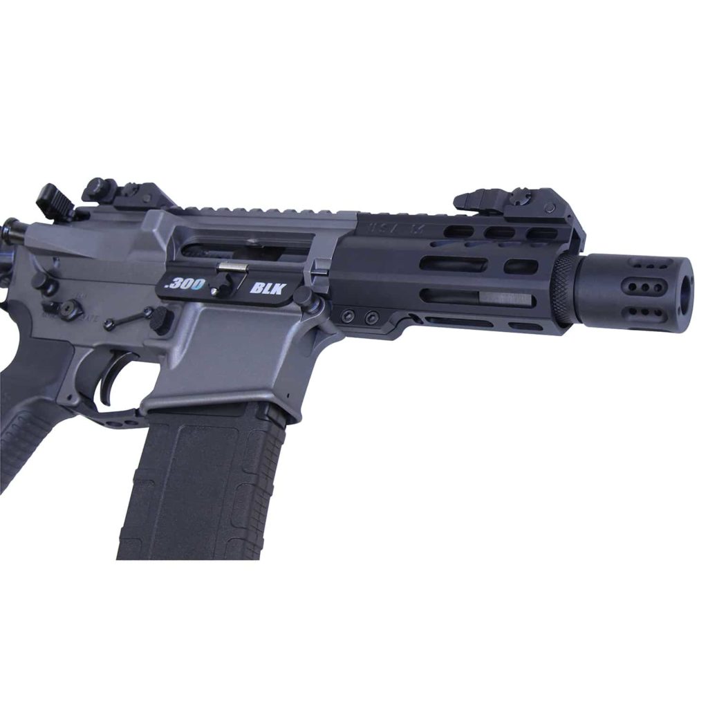 AR .308 Mini Barrel Shroud with Ported Muzzle Comp in Anodized Black