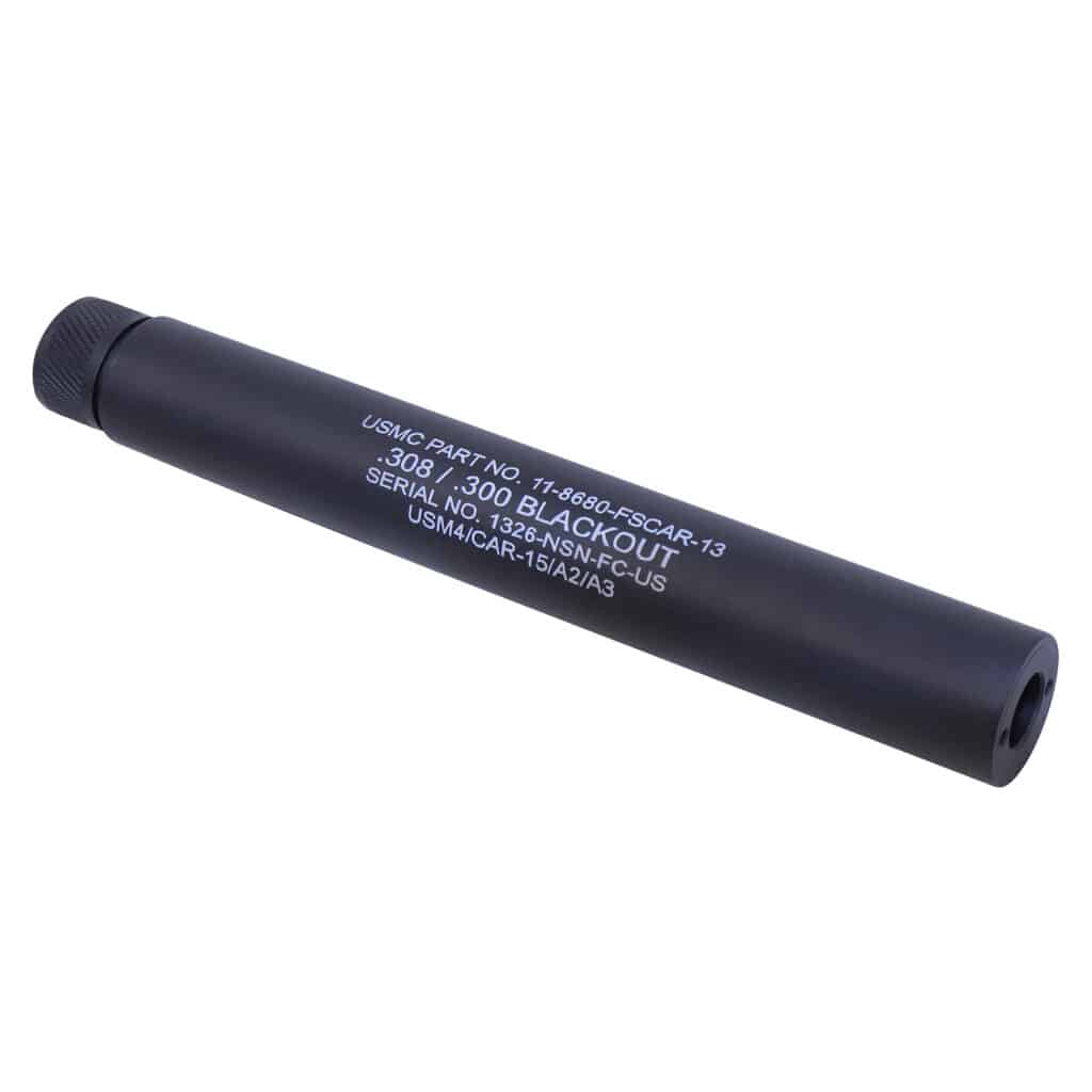 AR .308 Cal 9.0" Fake Suppressor in Anodized Black Laser Engraved ...