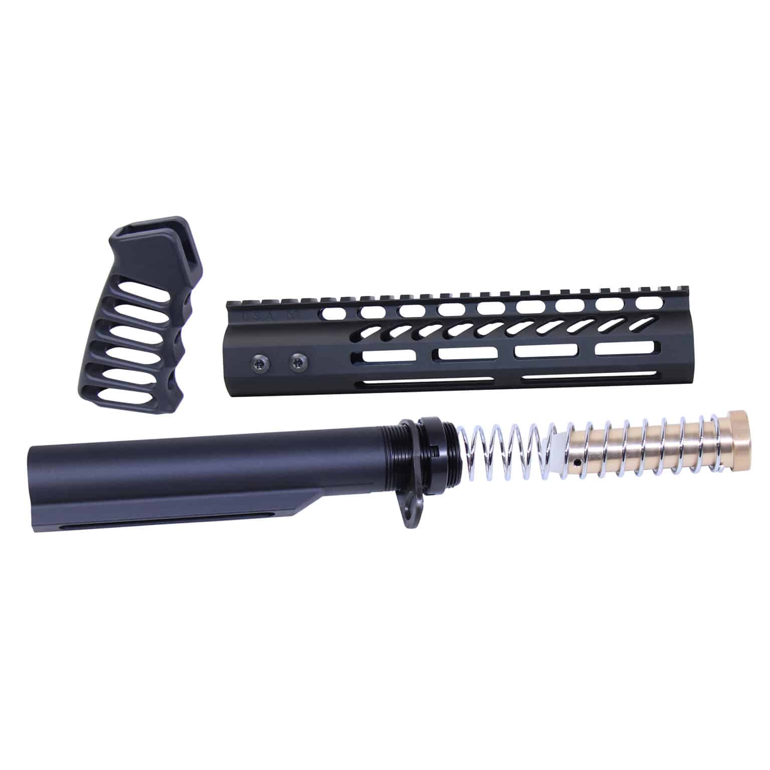 AR-15 9" Pistol Brace Kit - Milspec Buffer Tube & Handguard Black